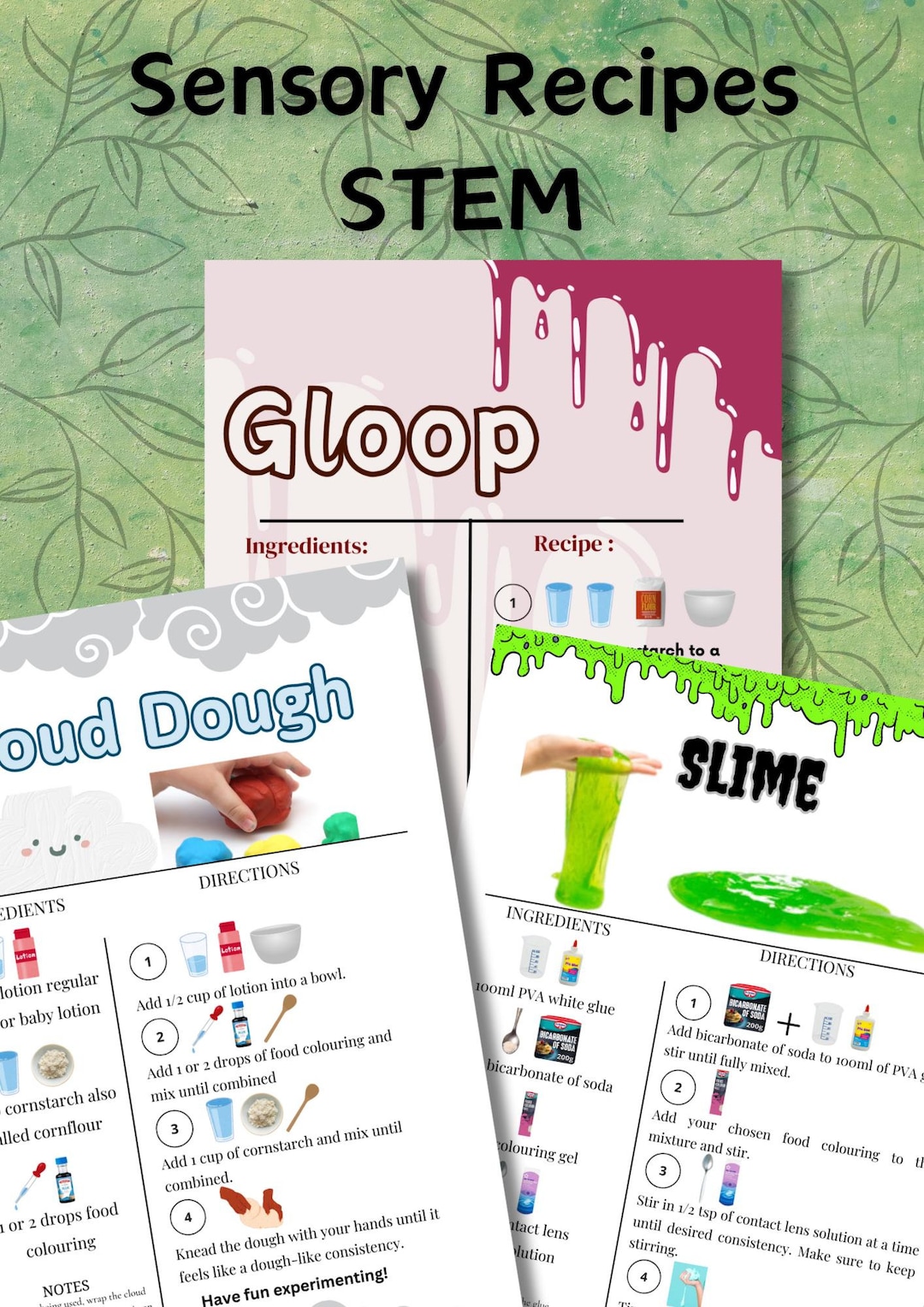 STEM Sensory Recipes for Preschool - Pack 1. Gloop, Slime and Cloud ...