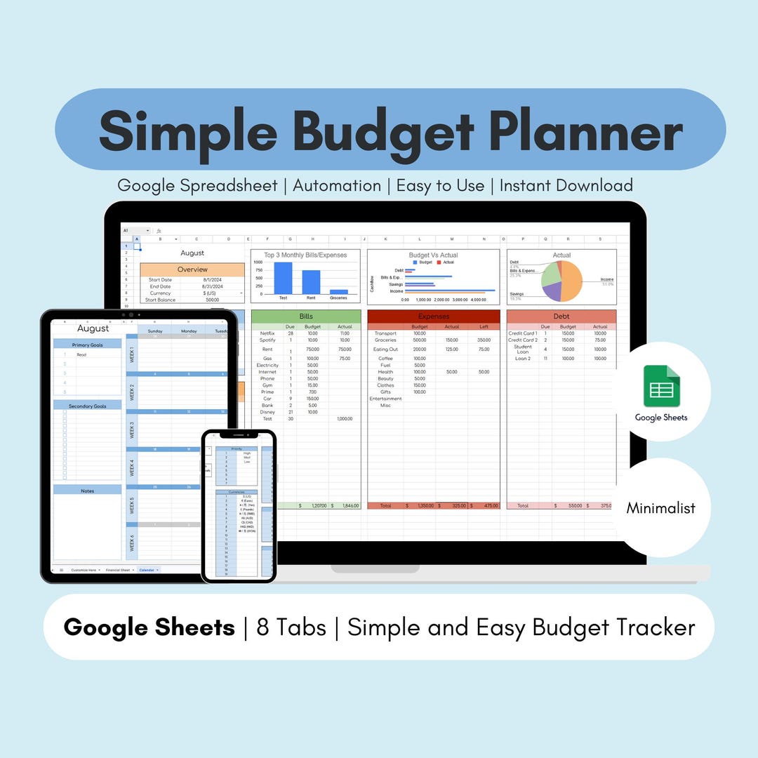 Personalized Budget Planner, Track Income, Expenses, Savings, Debt ...