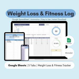 Weight Loss Tracker Spreadsheet for Google Sheets: Daily, Weekly Weigh ...