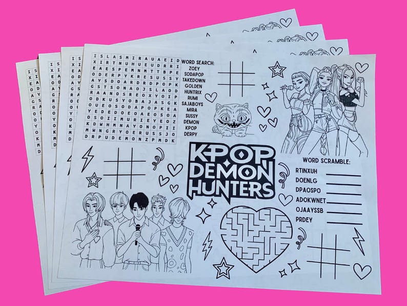 Printable Activity Sheet / Kpop Demon Hunters / Sajaboys / Digital ...