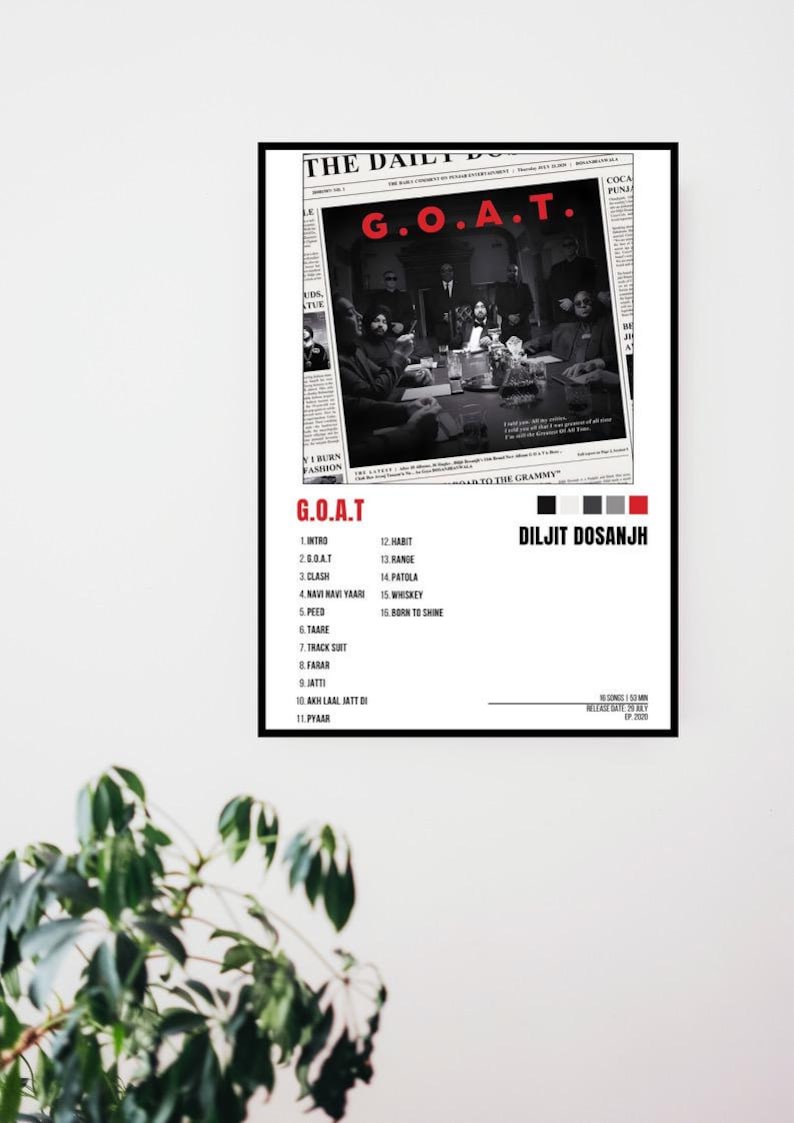 G.O.A.T | Diljit Dosanjh | Album Cover | Poster - Etsy UK