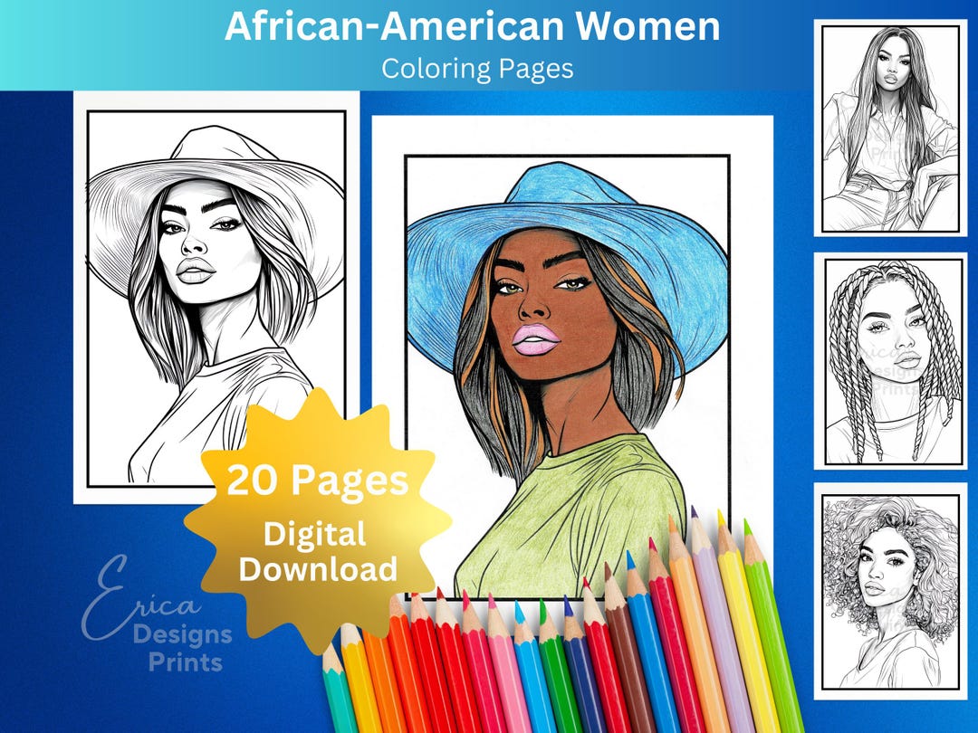 African-american Women Coloring Pages | Black Women Grayscale Coloring ...