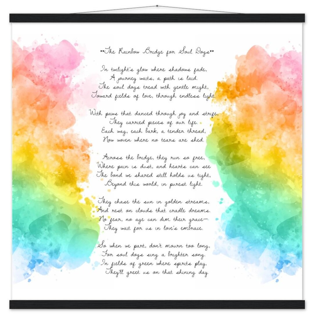 Rainbow Bridge Soul Dog Poem Wall Hanging Thoughtful Gift for Pet Loss ...
