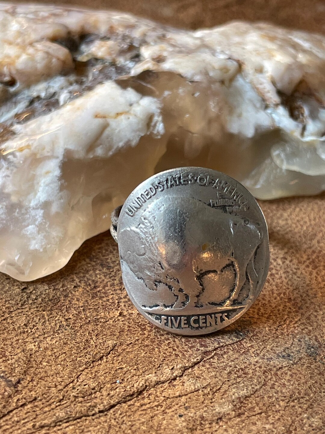 Vintage 1937 Buffalo Indian Nickel Coin Ring Adjustable - Etsy