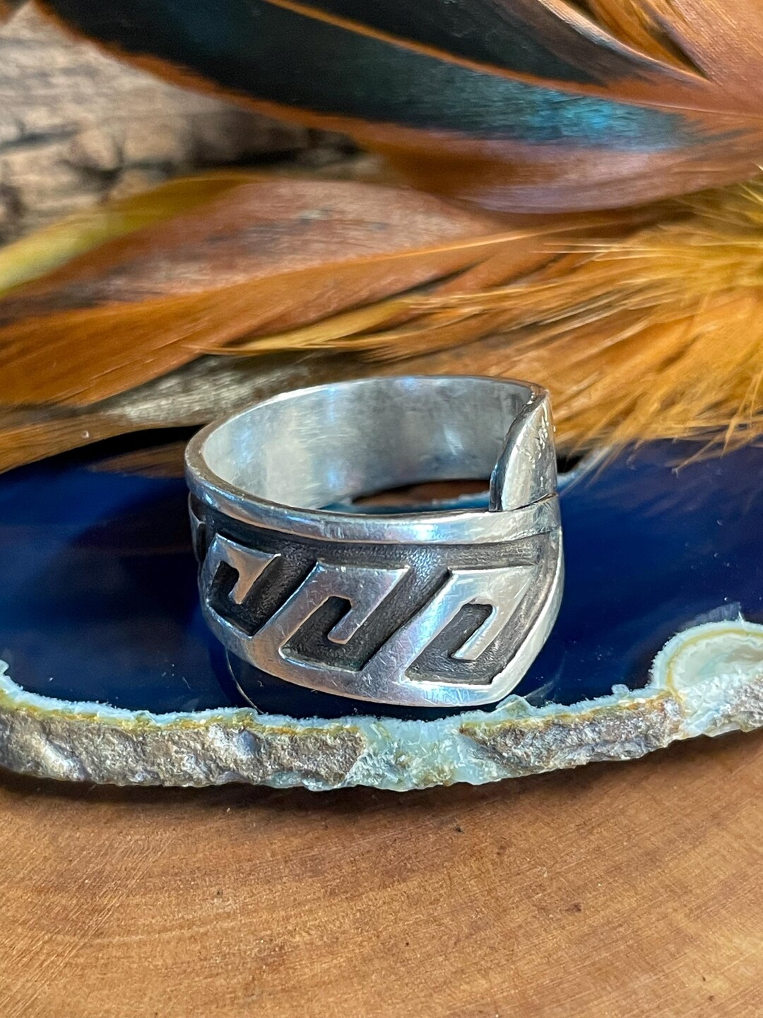 Vintage Hopi Wave Sterling Silver Men's Adjustable Ring Size 11 - Etsy