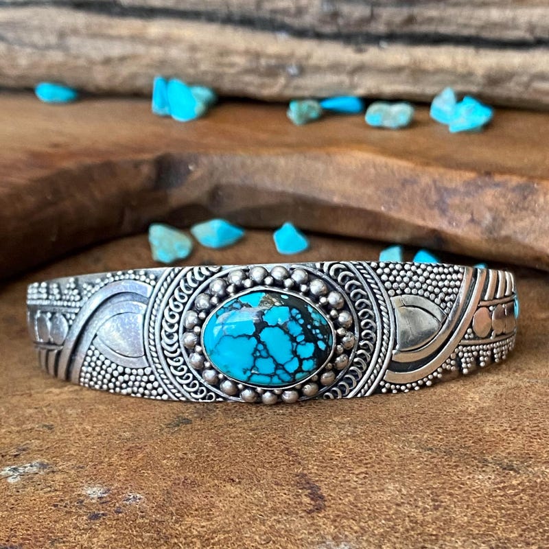 Spiderweb Turquoise Cuff - Etsy