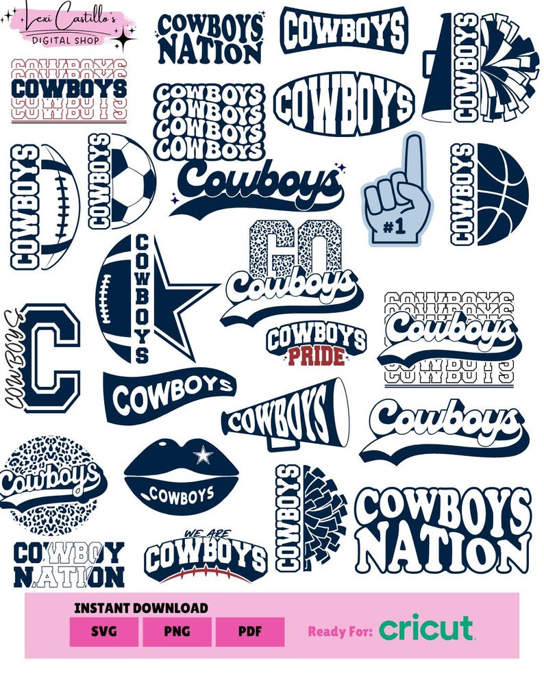 Cowboys SVG Bundle: 25 Western Cut Files, T-shirt Designs (instant ...