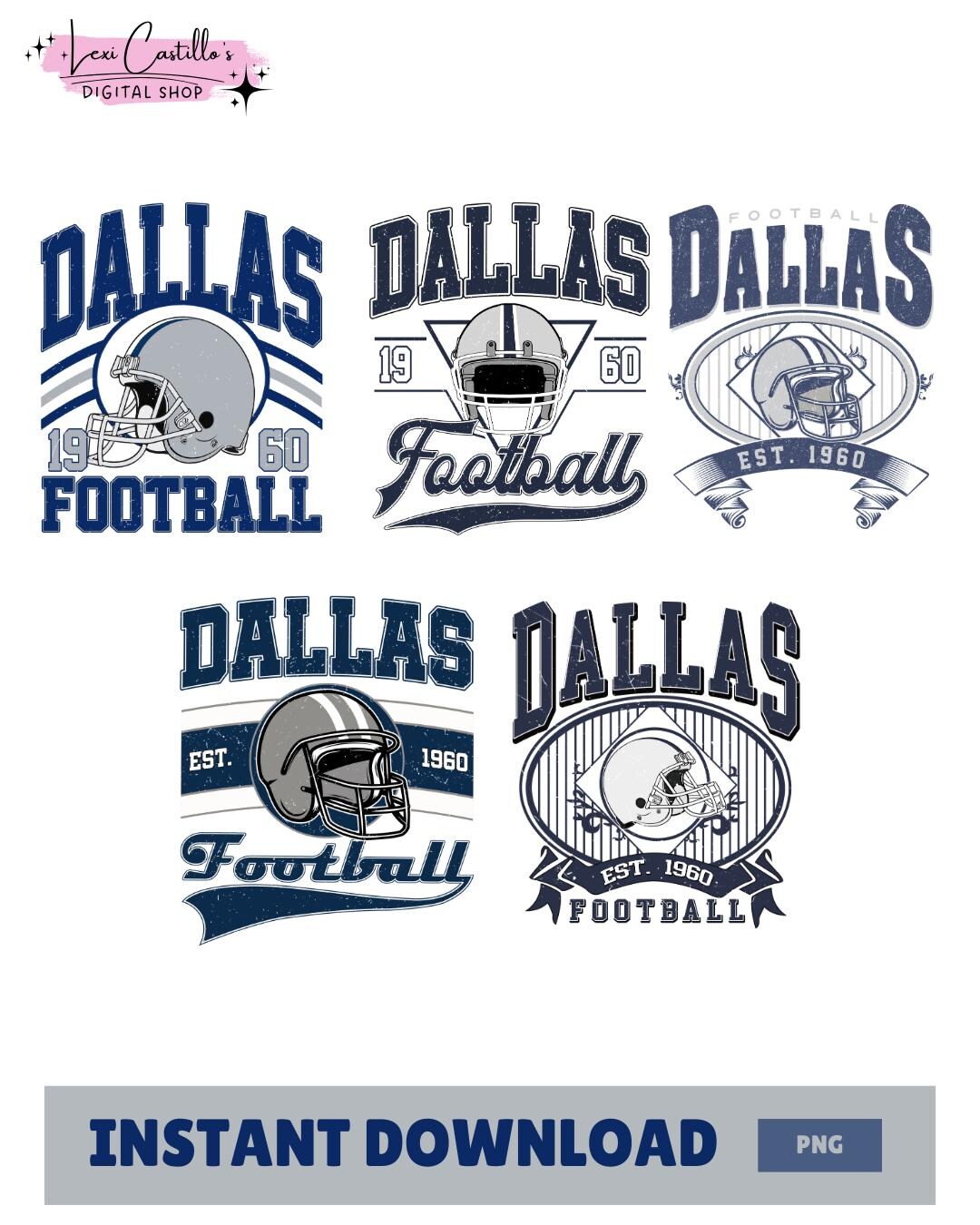 Vintage Dallas Football PNG: Game Day Sports Design (5 Files Instant ...