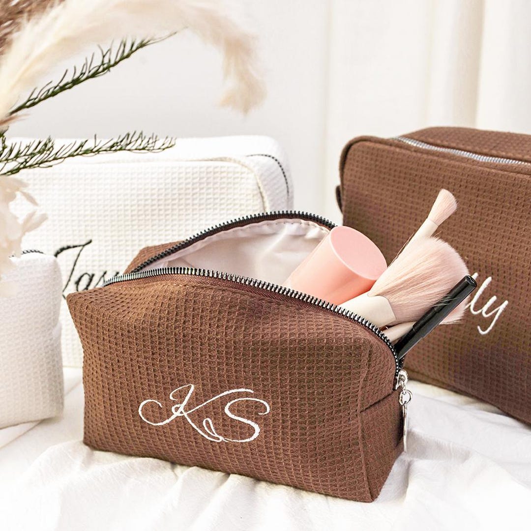 Personalized Waffle Pouch, Makeup Bag With Name,travel Toiletry Bag ...
