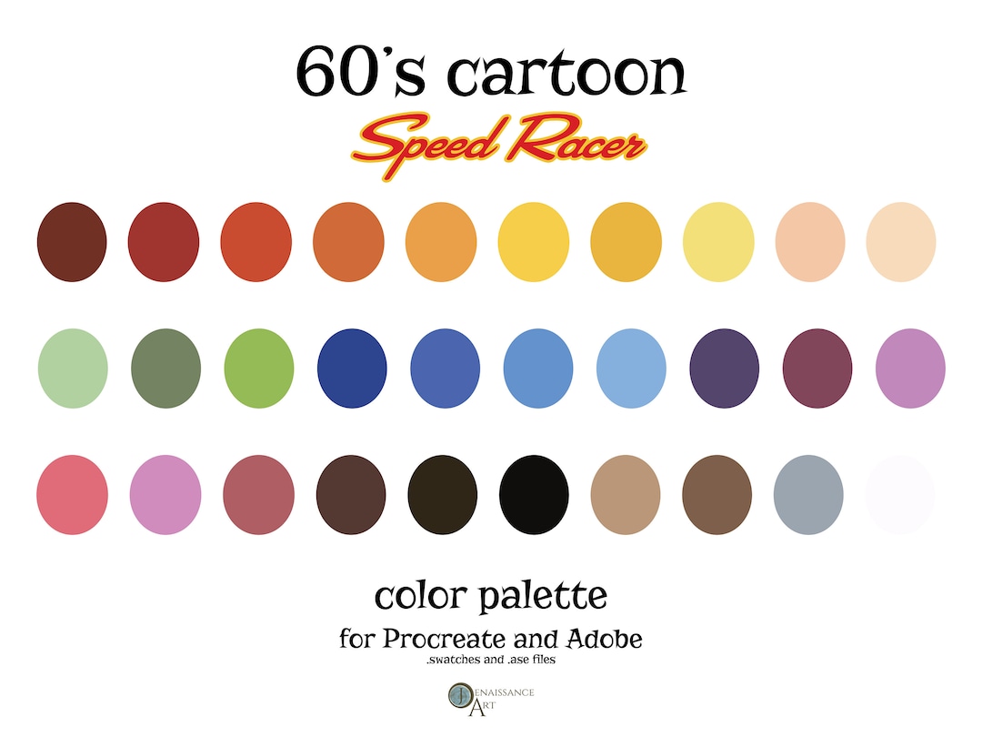 60's CARTOON Speed Racer Color Palette for Procreate and Adobe Color ...