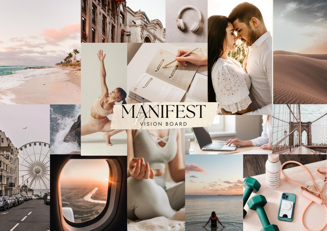 Digital Manifest Vision Board Canva Template. Vision Board Template ...