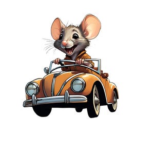 Mouse Driving a Car 5 Boho Mouse Clipart Mickey Mouse Png Mouse Png ...