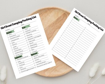 Girl Scout Packing Checklist Spring/summer Camporee - Printable - Cabin ...
