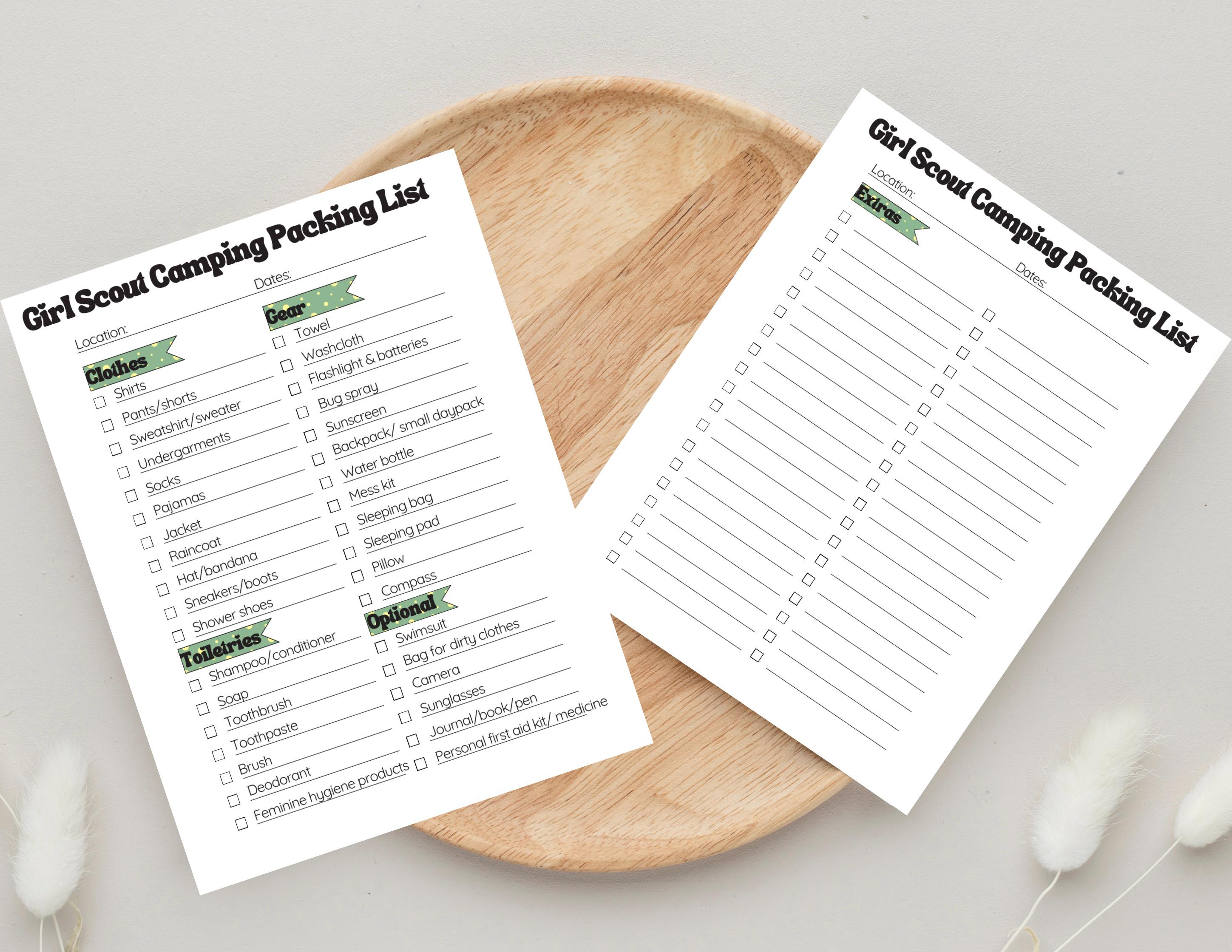 Girl Scout Camping Packing List - Etsy