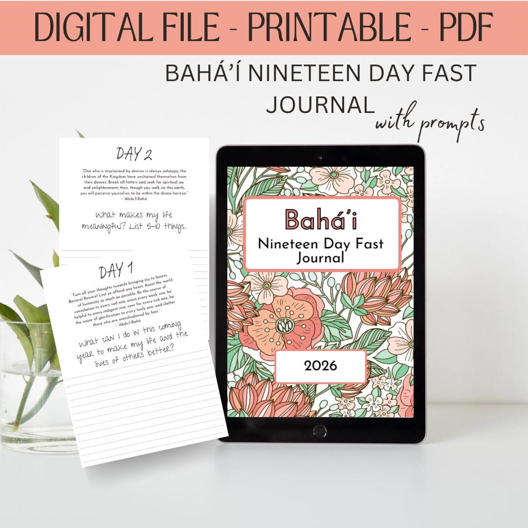 Printable Baha’i Nineteen Day Fast Journal, Printable Digital File, 19 ...