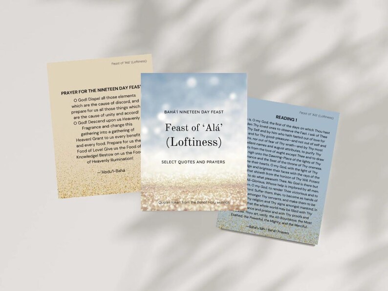 Baha’i Nineteen Day Feast Printable Digital File, Feast of Ala ...