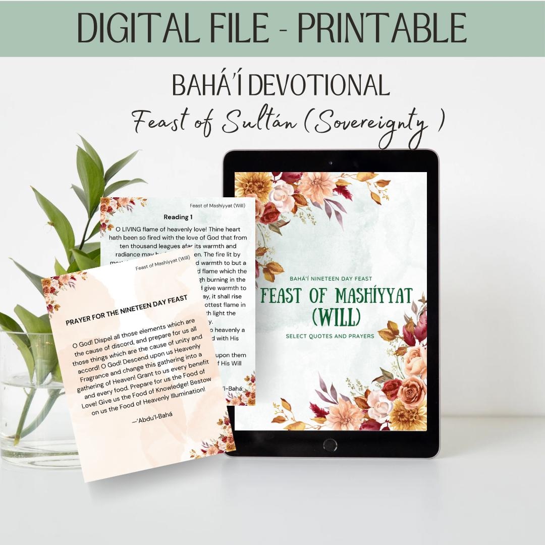 Baha’i Nineteen Day Feast Printable Digital File, Feast of Mashiyyat (will) Devotional Program ...