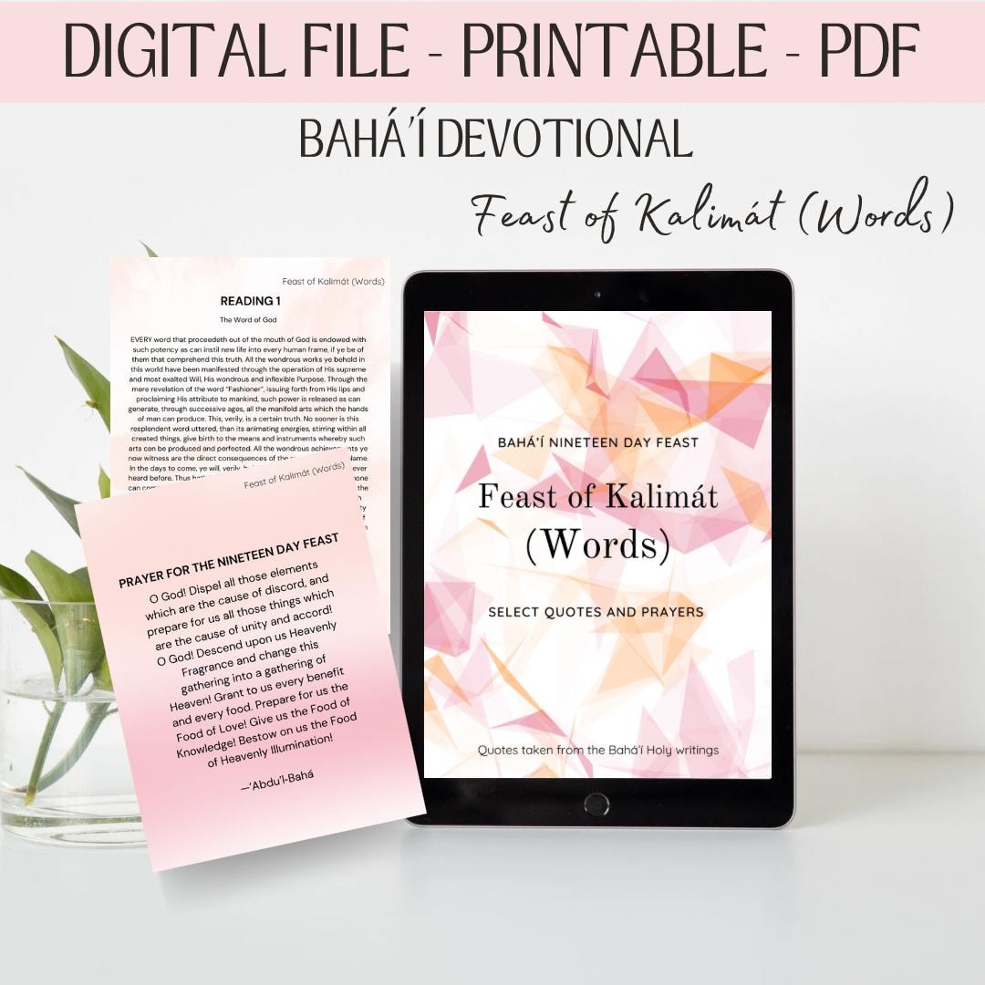 Baha’i Nineteen Day Feast Printable Digital File, Feast of Kalimát ...