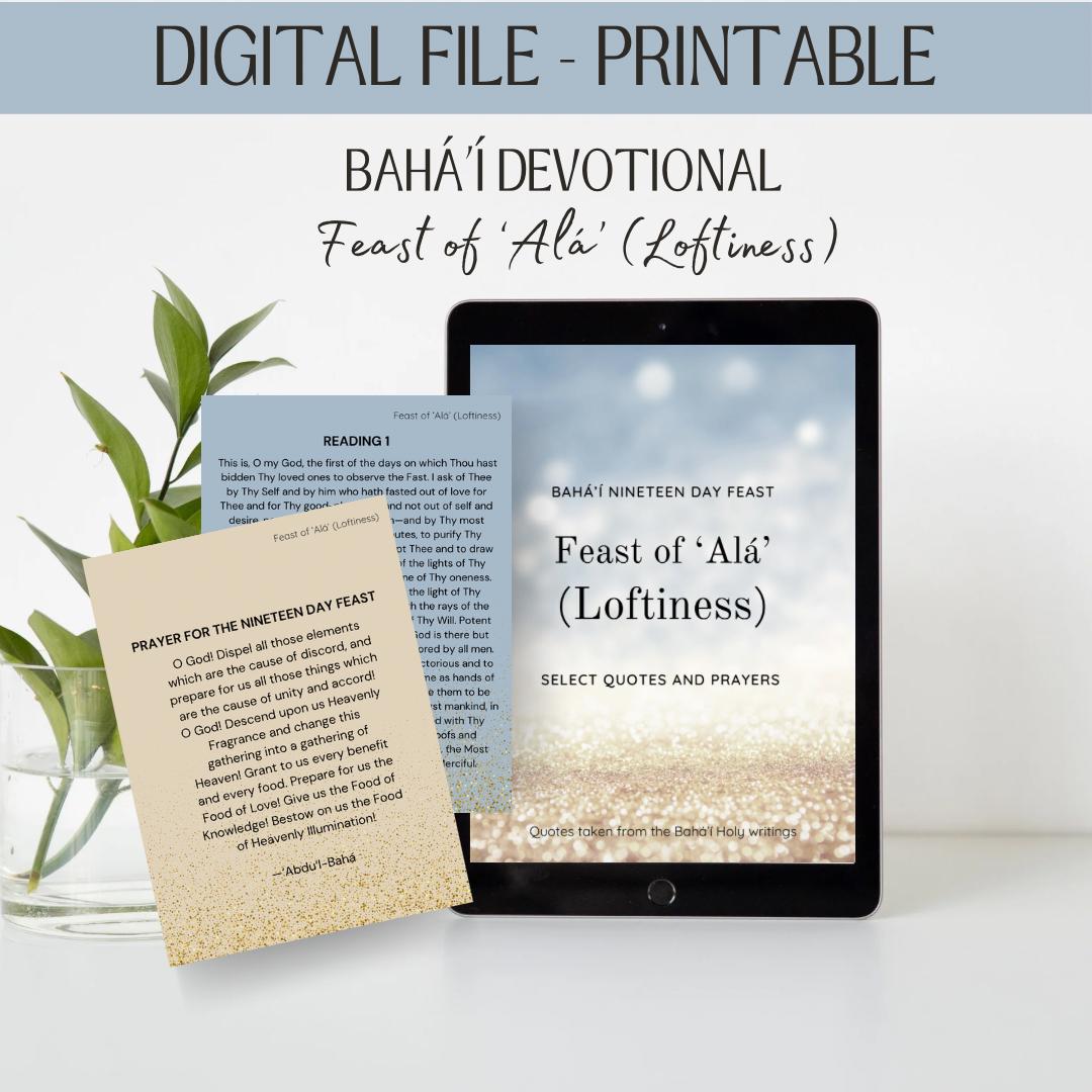 Baha’i Nineteen Day Feast Printable Digital File, Feast of Ala ...