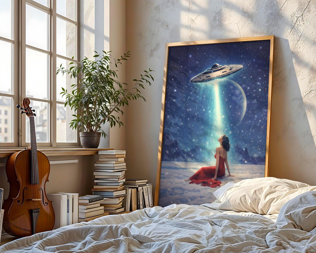 Vintage Alien Abduction Wall Art, UFO Spaceship Poster, Area 51 Print ...