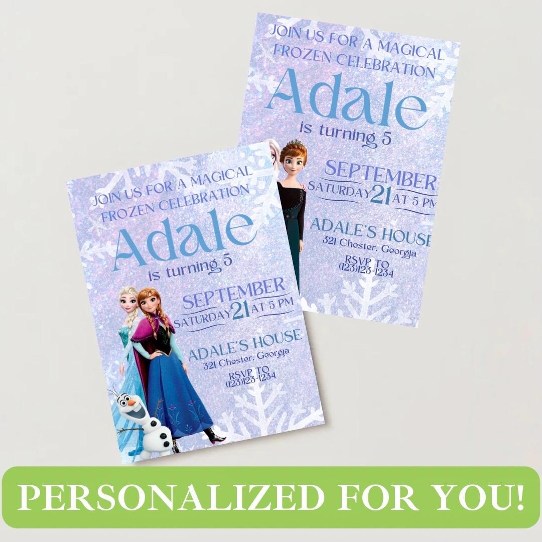 Frozen Theme Birthday Invitation for Girls, Custom Princess Elsa and ...