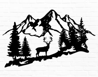Deer Forest Silhouette, Stag Shape SVG, Pdf, Dxf, Png, Deer Clipart ...