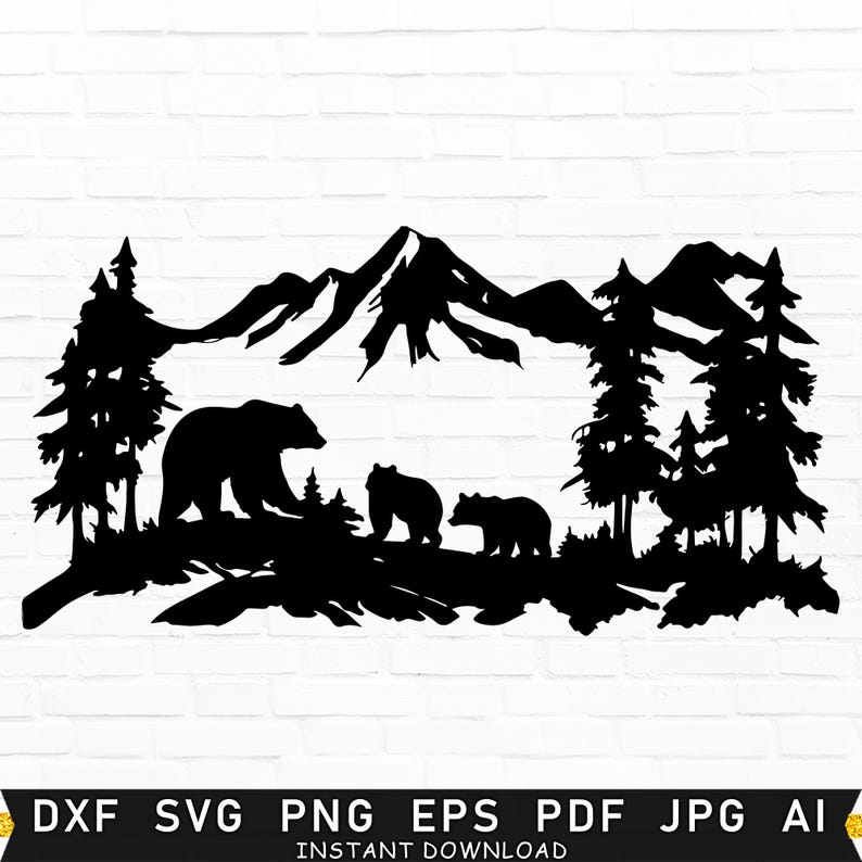 Bear SVG DXF, Animals Cut File Laser, Dxf for Plasma, Grizzly Bear Cnc ...
