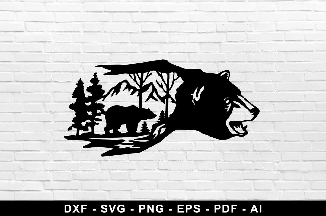 Bear DXF, Animals Cut File Laser, Dxf for Plasma, Grizzly Bear, Cnc ...