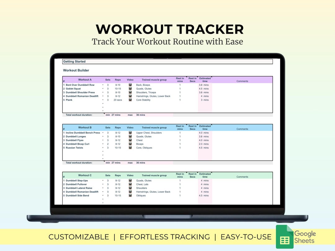 Gym Workout Planner Set Your Gym Schedule and Track Your Reps and Sets ...
