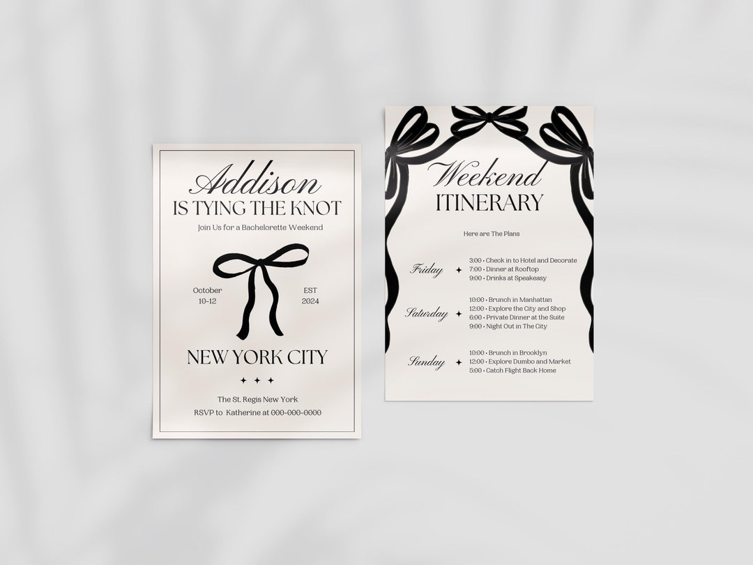 Elegant Tying the Knot Bow-themed Bachelorette Party Invitation ...