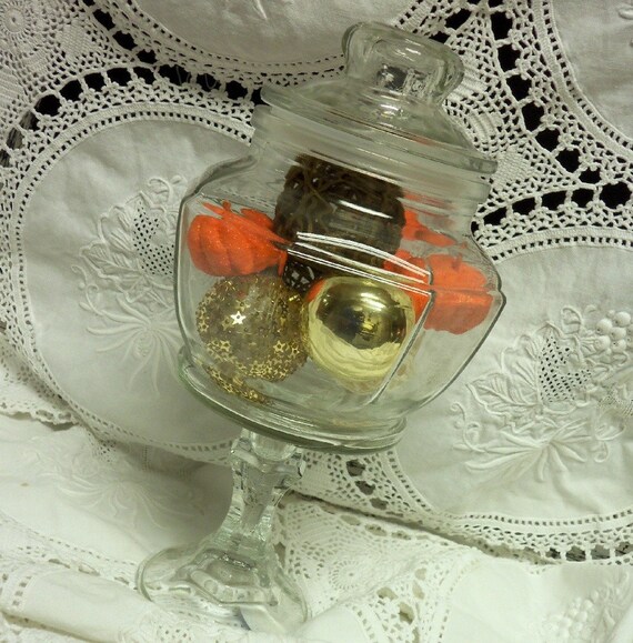 Items Similar To Tall Apothecary Jar On Pedestal With Tight Lid