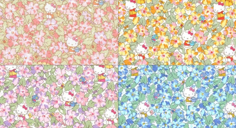Liberty X Hello Kitty 50th Anniversary - Primrose Meadow - Fat Quarter ...