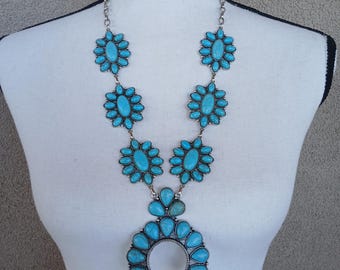 Turquoise & Sterling Silver Mini Squash Blossom Set - Phil Garcia - Etsy