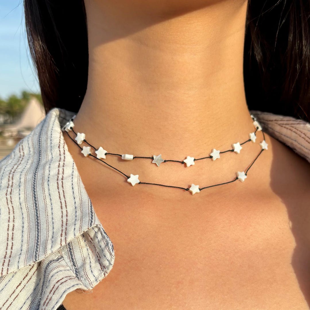 Starry Double-strand Choker, Surf-ready With Mother-of-pearl Stars ...