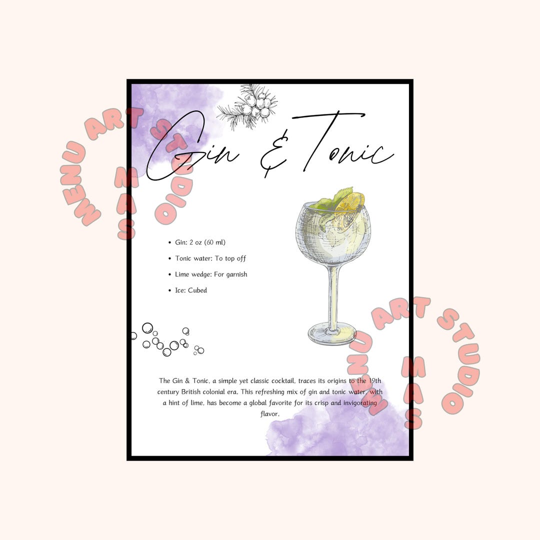 Gin & Tonic Printable Art - Etsy