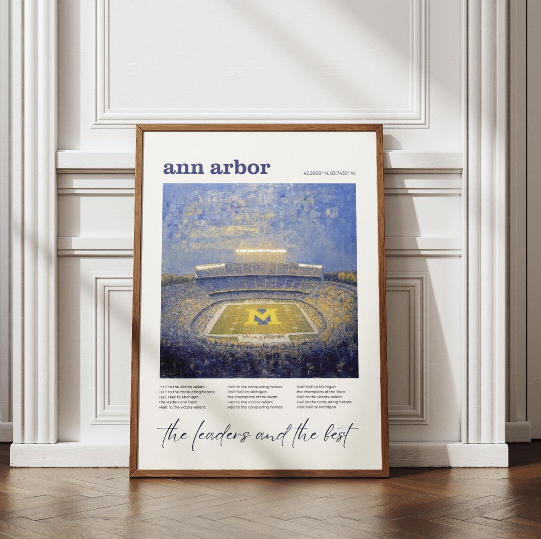 Ann Arbor Poster, Umich Big House, Michigan Wolverines Fight Song ...