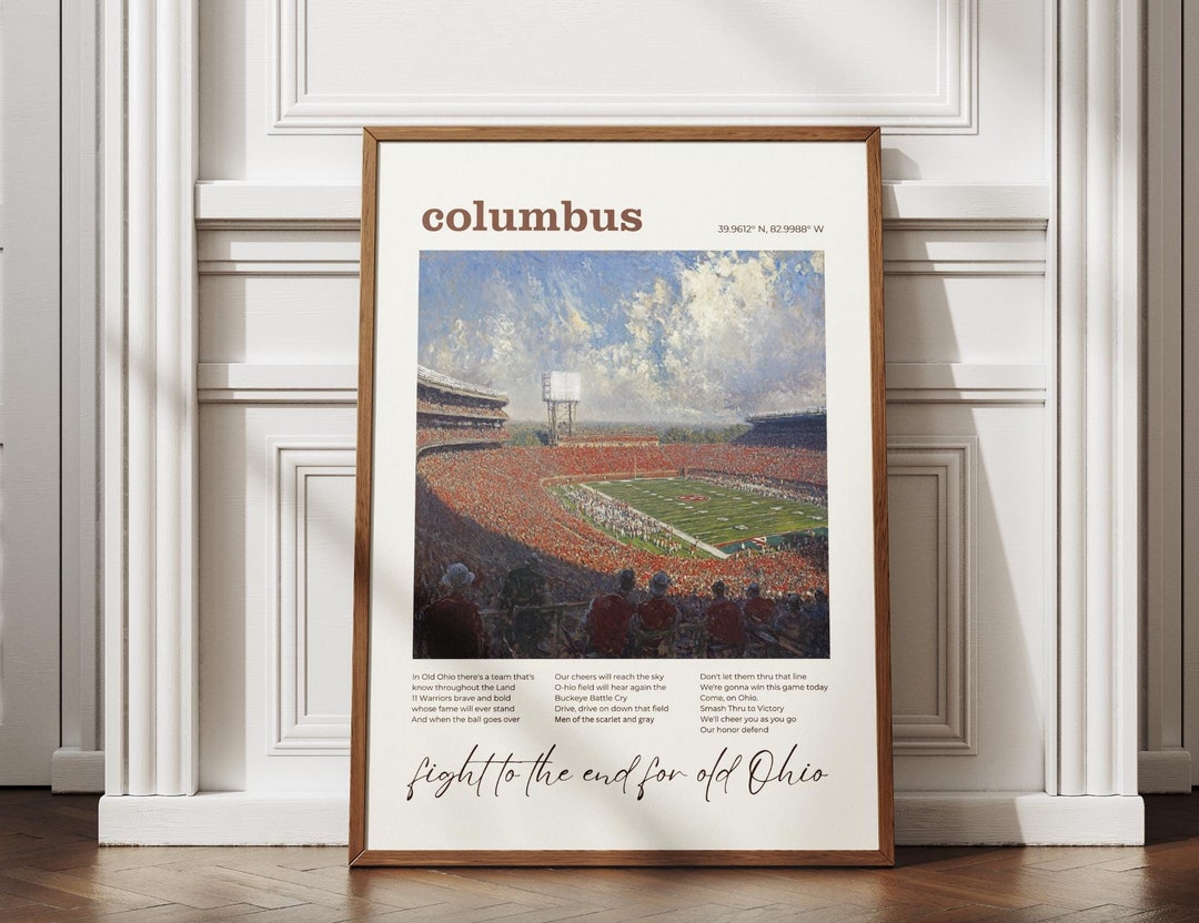 Columbus Poster, OSU the Shoe Stadium, Buckeyes Fight Song, Trendy Ohio ...