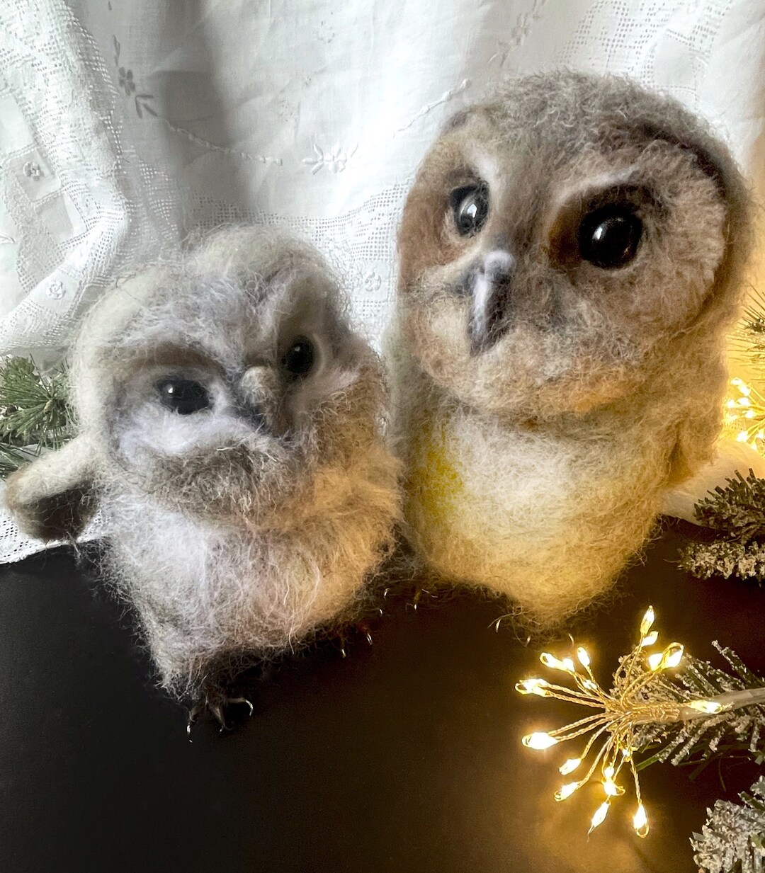 Needle Felted Owls Baby Animal Soft Sculpture Bird Taxidermy - Etsy