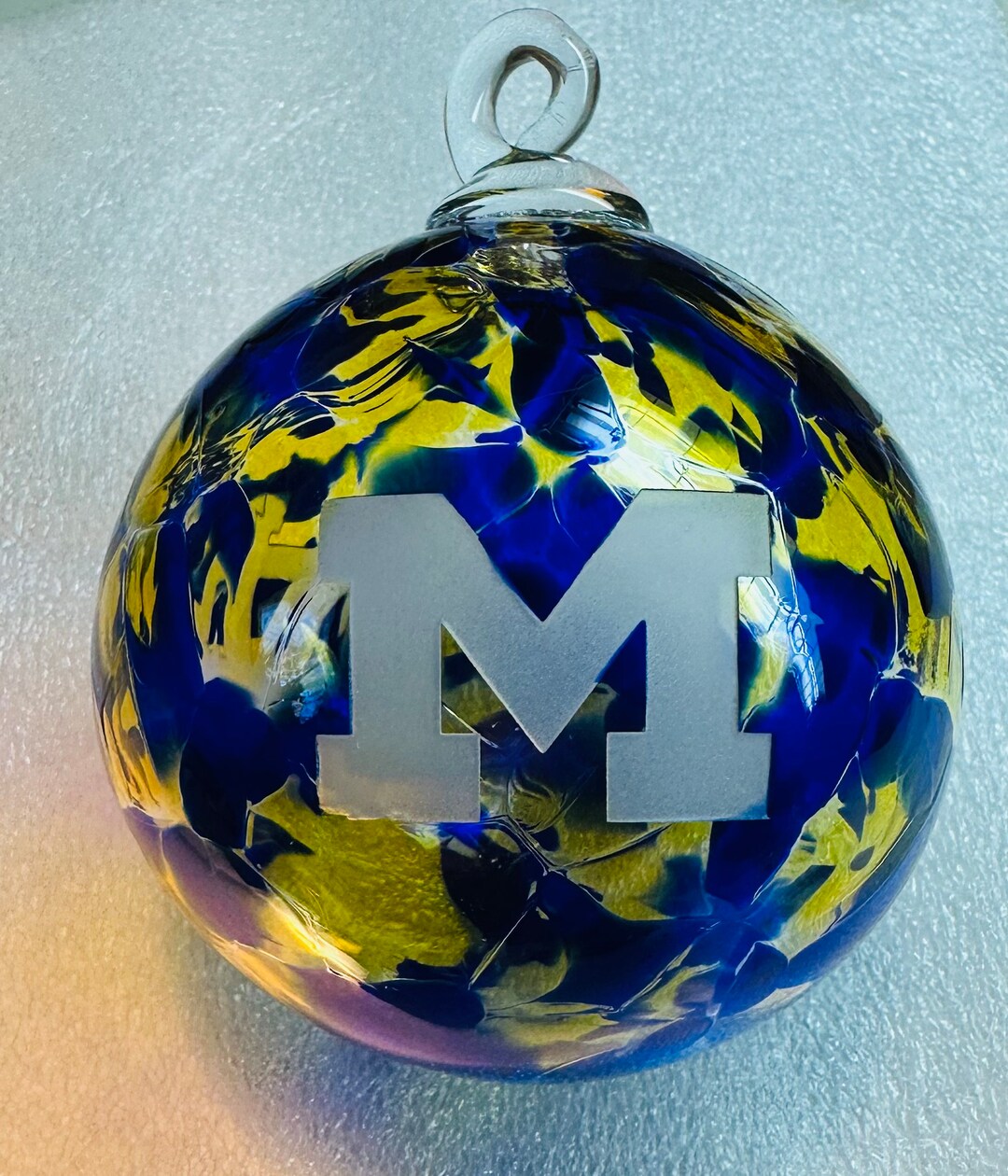 University of Michigan Blown Glass Ornament - Etsy