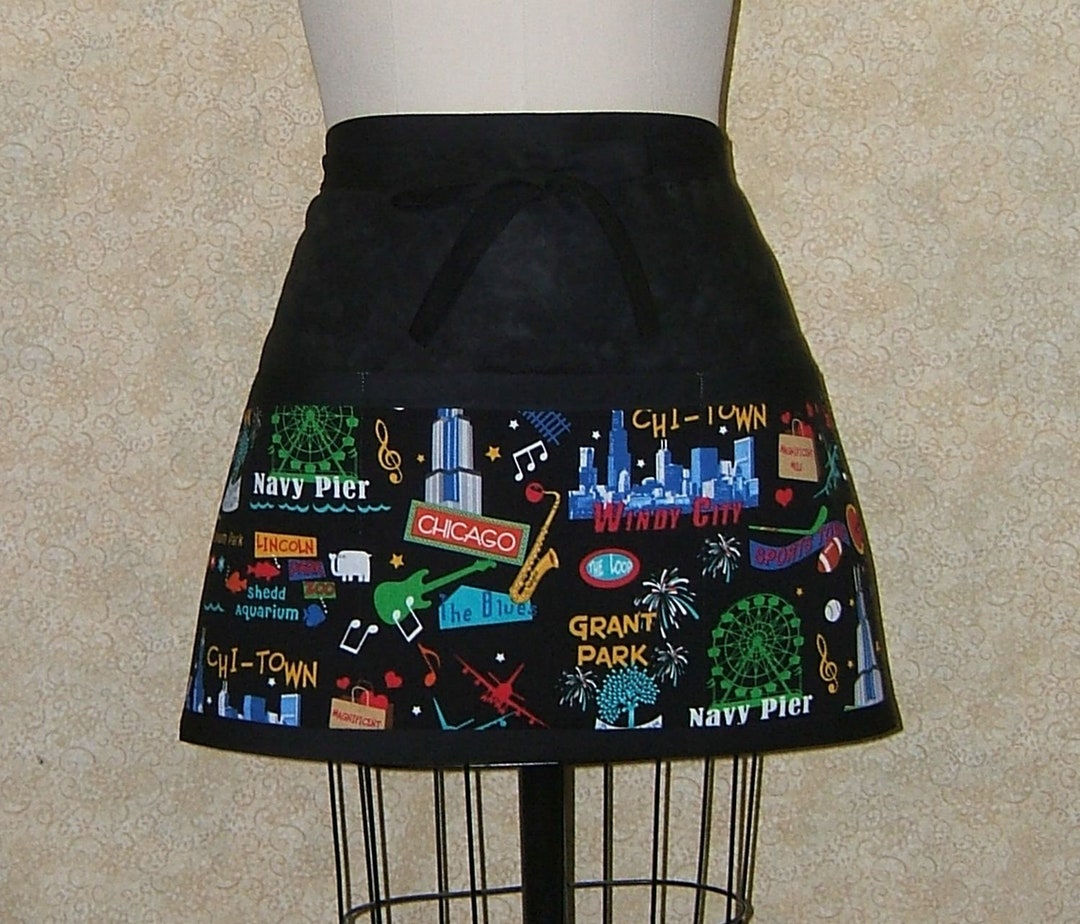 Chicago Apron Half Aprons Chi Town Windy City Cotton 3 Section Pocket ...