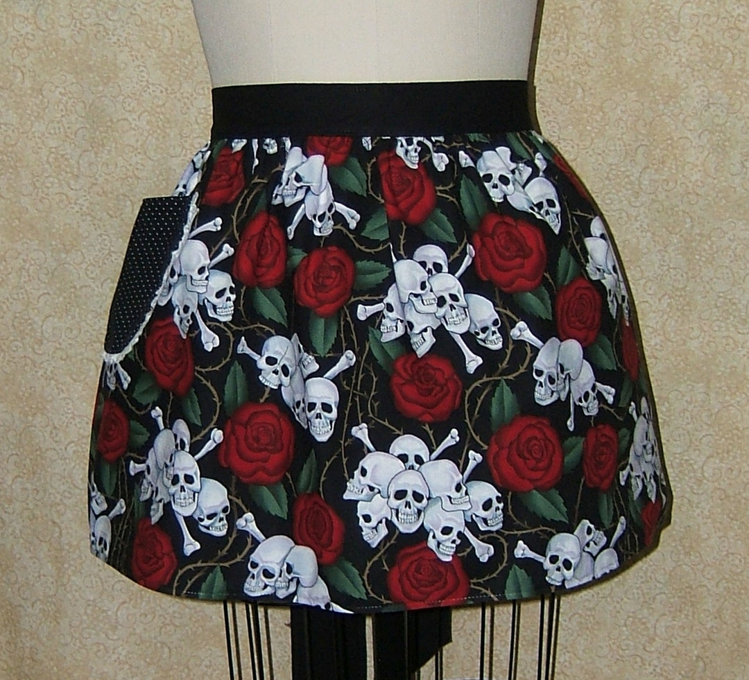 Skulls & Roses Apron: Goth Punk Hostess Cotton Apron - Etsy