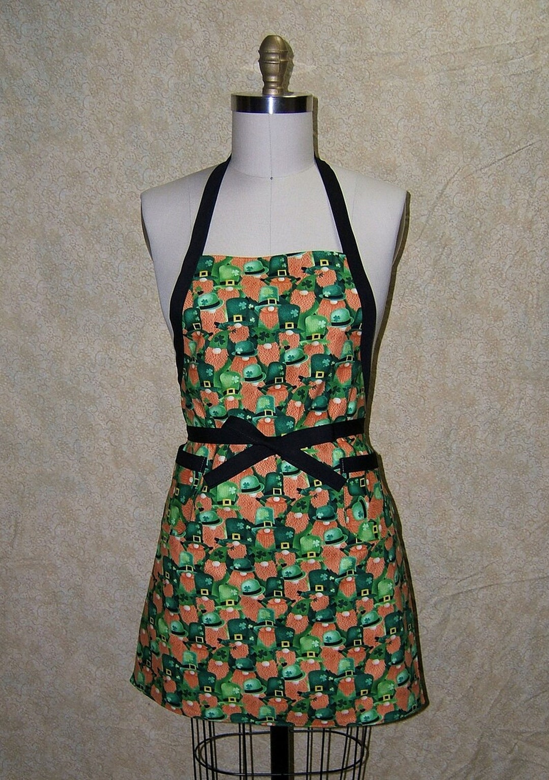 Red Beard Leprechaun Apron Chef Cotton 2 Pockets St Patricks Day Gnome ...