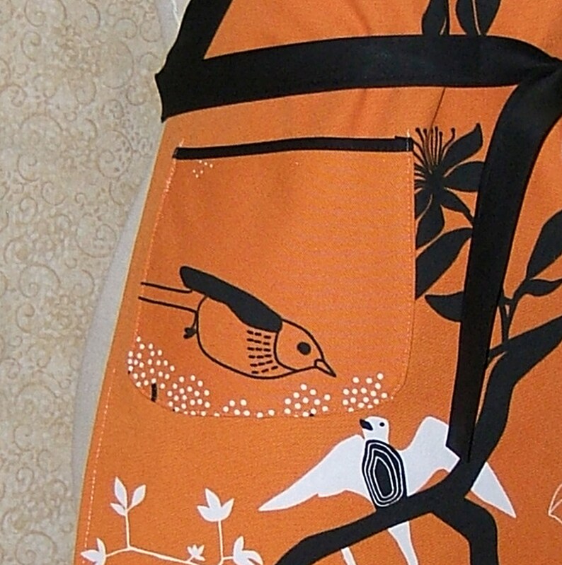 Birds Apron Persimmon Perch Chef Adjustable Canvas Cotton - Etsy