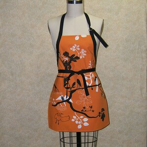 Birds Apron Persimmon Perch Chef Adjustable Canvas Cotton Pocket ...