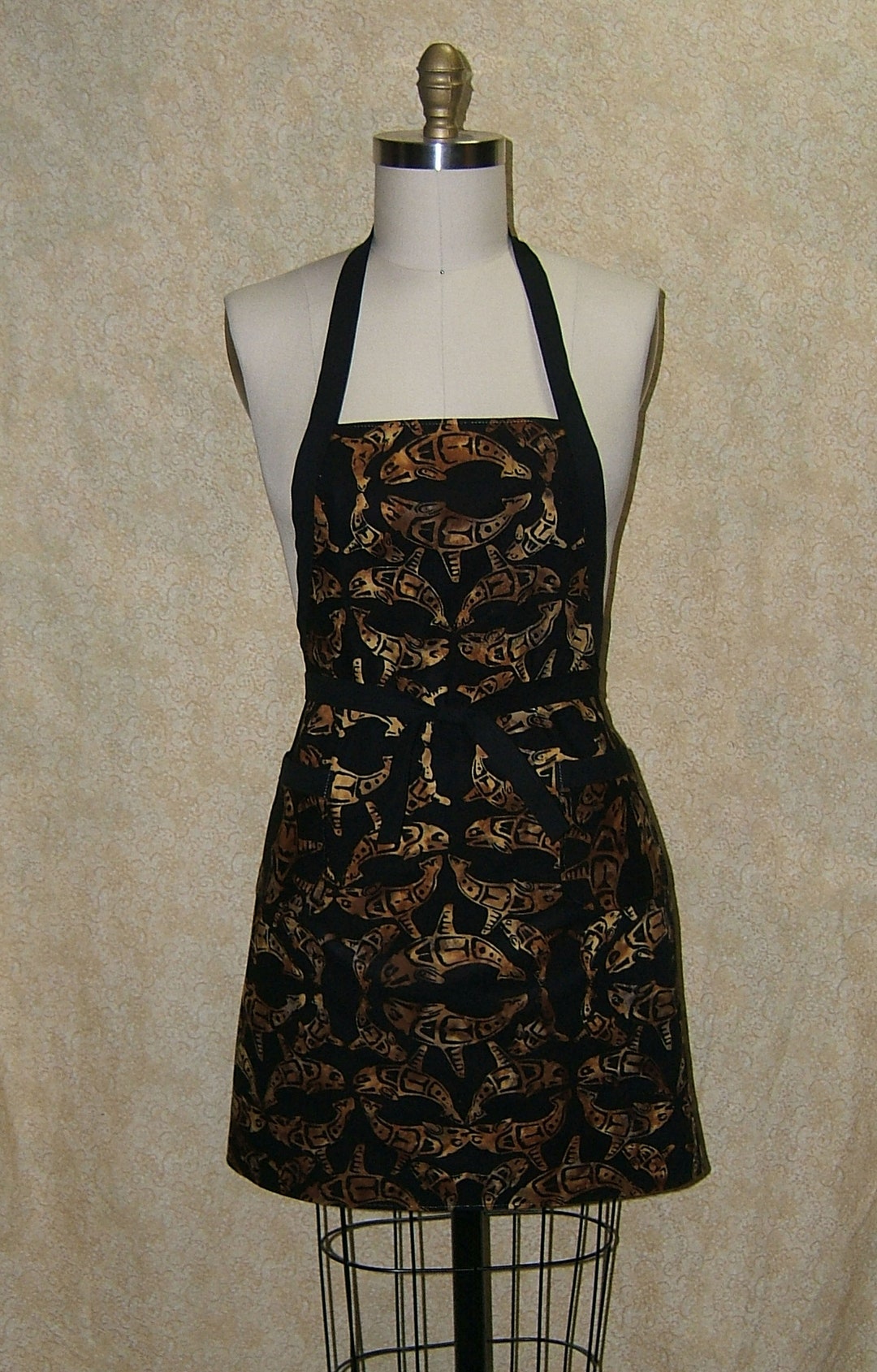 Orca Whale Chef Apron: Batik Print, Pacific Northwest Art - Etsy