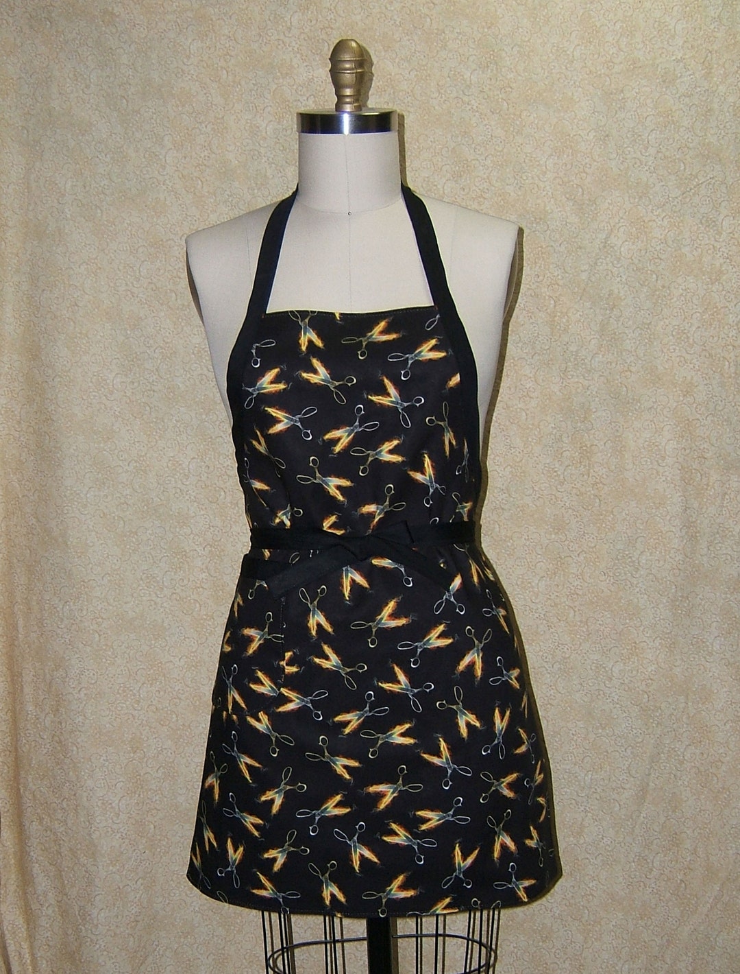 Sewing Chef Apron Flames Fire Sewer Cotton Pockets Sewers Fiery Black ...