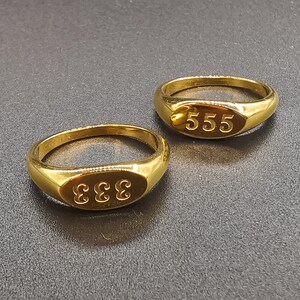 18K Gold Angel Number Ring, Lucky Number Ring, Vintage Aesthetic ...