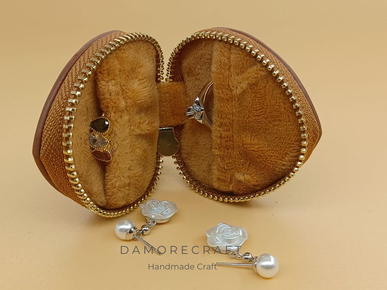 Leather Heart Ring Bag Holder for Ring Bearer for Proposal 