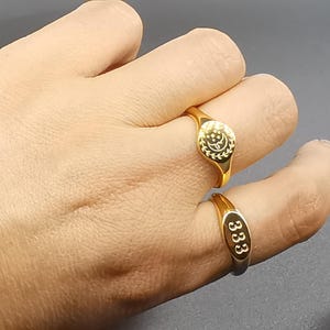 18K Gold Angel Number Ring, Lucky Number Ring, Vintage Aesthetic ...