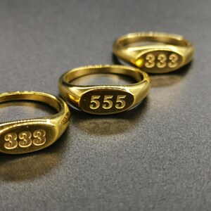 18K Gold Angel Number Ring, Lucky Number Ring, Vintage Aesthetic ...